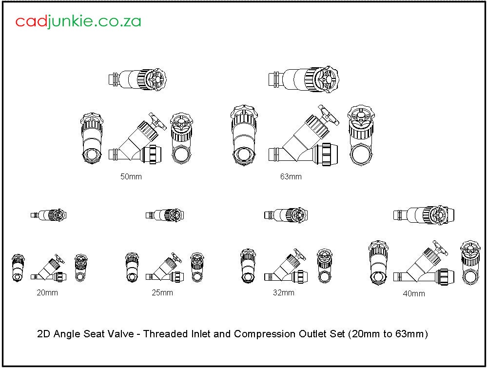 Autocad Blocks | Plasson Angle Seat Valves | Threaded Inlet and ...