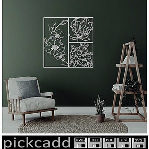 Decorative Panels | 3 Digital Floral Panels | Flower Patterns | Dwg ...