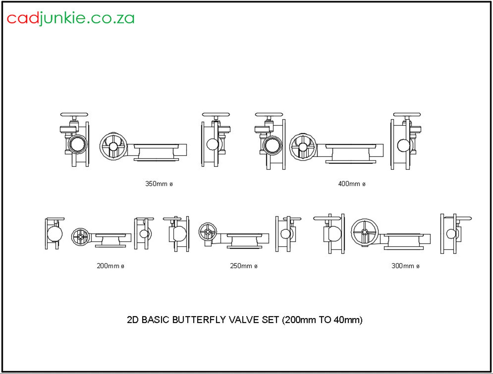 Autocad Blocks | Butterfly Valve | Basic Set (200mm to 400mm) - Etsy