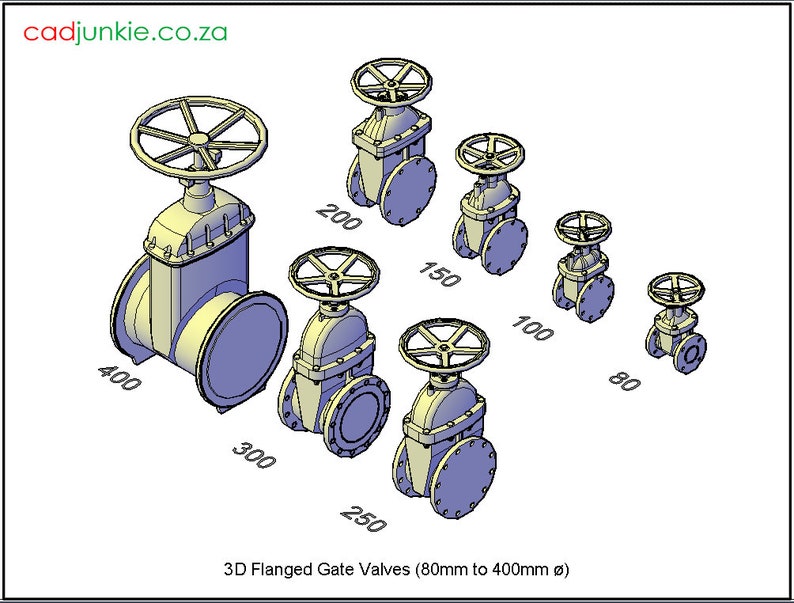 Autocad Blocks 3D Flanged Gate Valve With Hand Wheel Set | Etsy