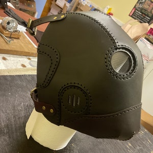 Dark Brown Leather Post Apocalyptic Mask With Lexan Lenses, Hand Sewn ...