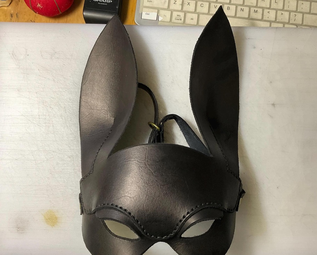 Genuine Leather Rabbit Mask With Leather Straps and Adjustable Buckle ...