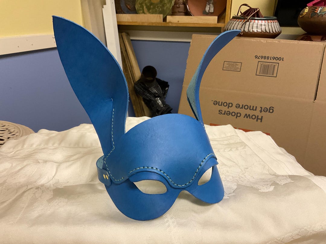 Hand Stitched Leather Rabbit Mask With Head Straps Buckle, Protest Mask ...