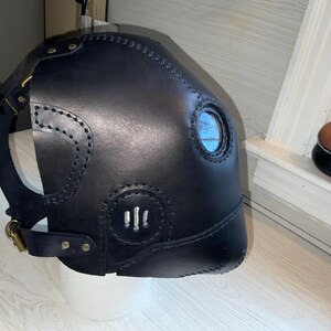 Genuine Leather Mask With Lexan Lenses, Black, Hand Stitched, Post ...