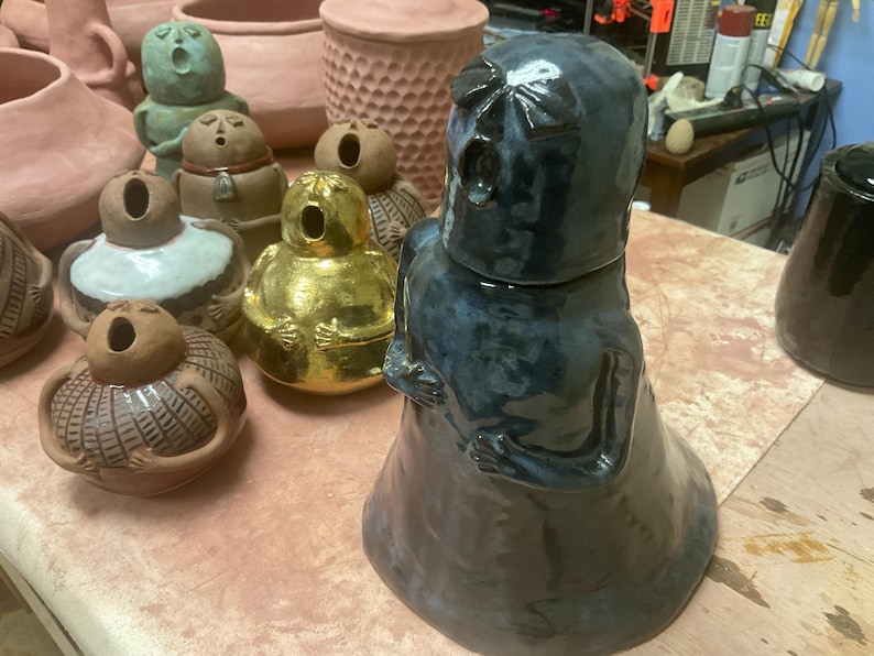 Large Singing Pottery Person Jar Statue Sculpture: Handmade Stoneware ...