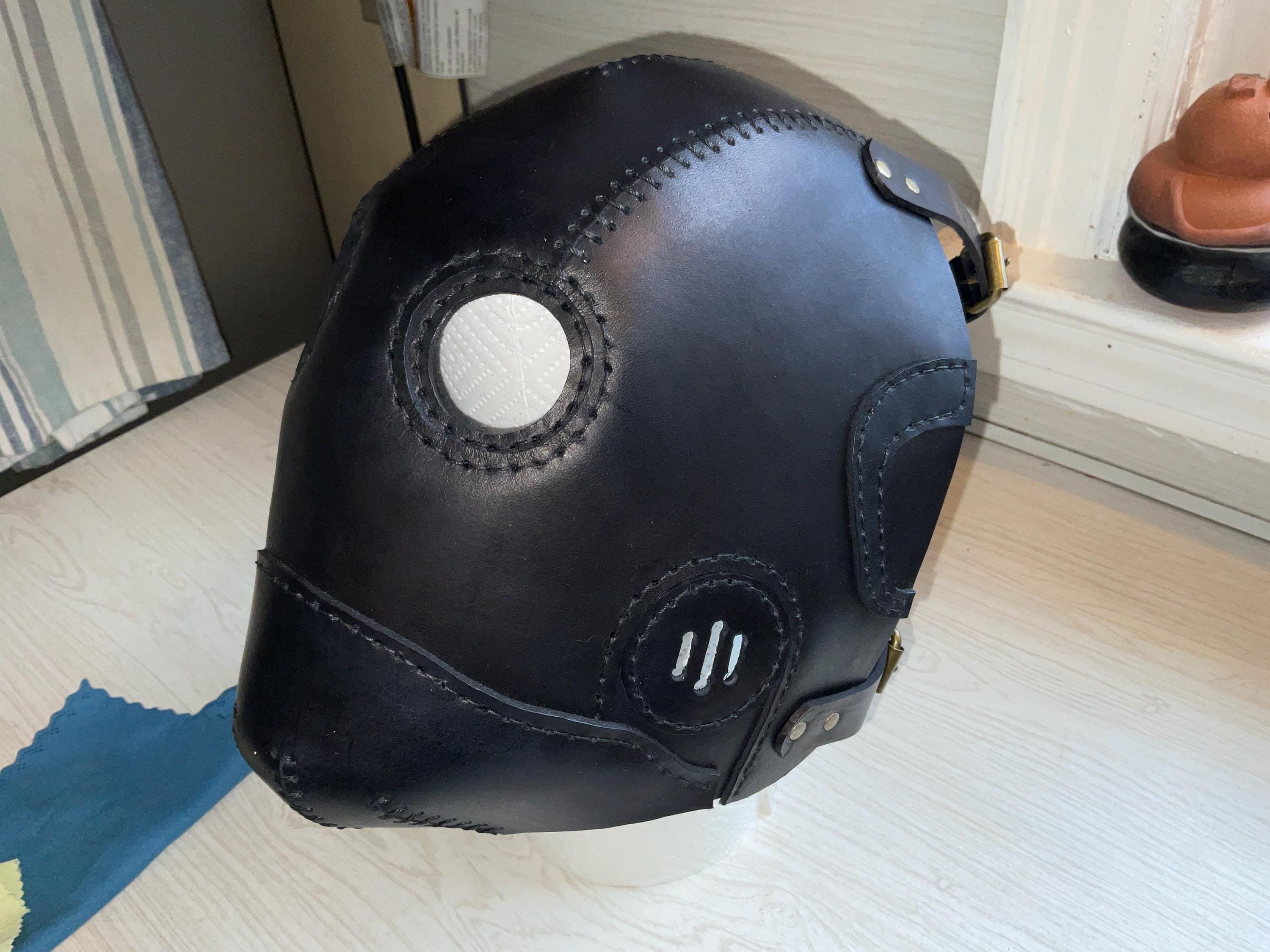 Genuine Leather Mask With Lexan Lenses, Black, Hand Stitched, Post ...