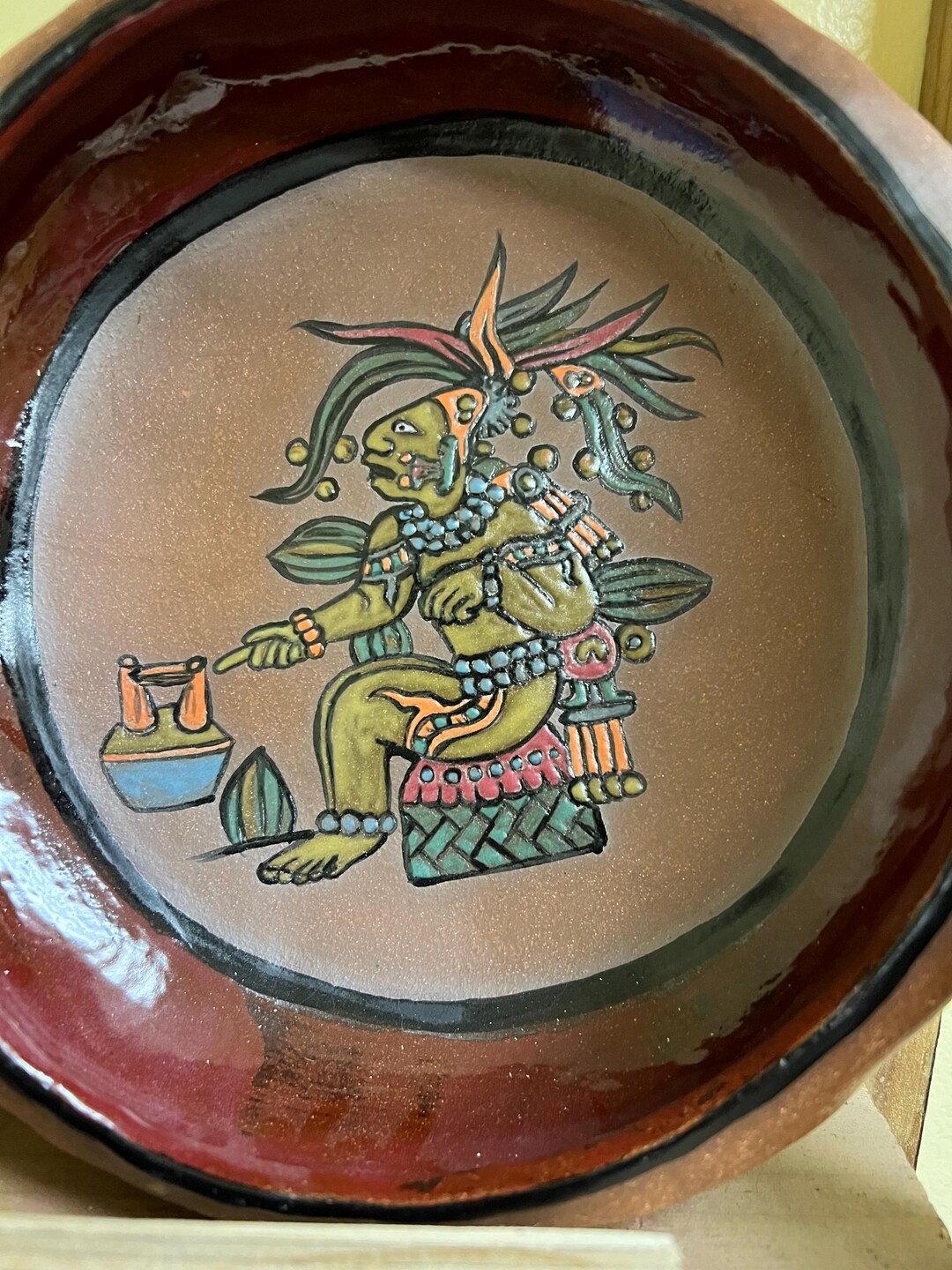 Mayan Lord Bowl, One of a Kind, Twice Fired Stoneware, Signed by the ...