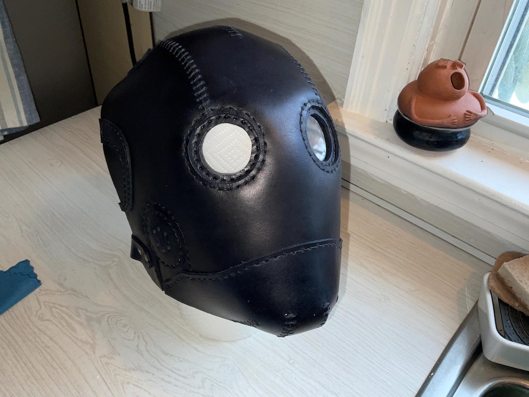 Genuine Leather Mask With Lexan Lenses, Black, Hand Stitched, Post ...