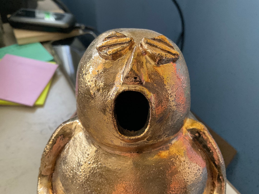 GOLD Singing Pottery People Sculpture Beaker, Handmade Ceramic Pottery ...