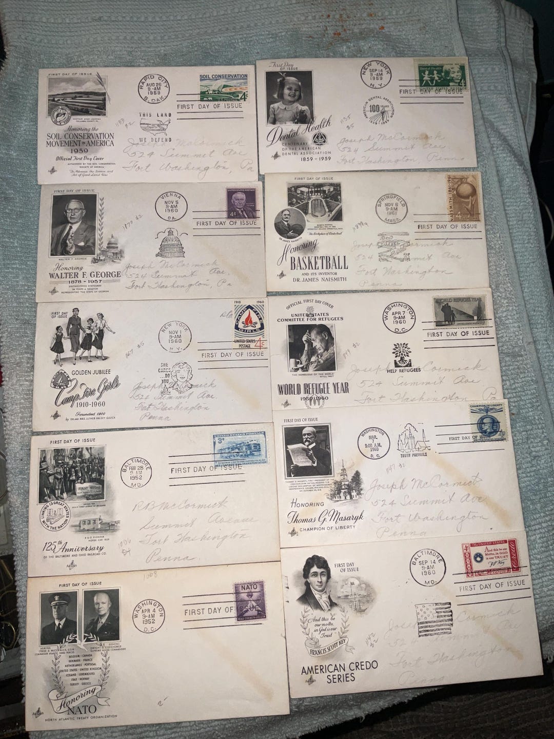 Vintage First Day Cover Stamps: 10-piece USPS Collectible Envelopes - Etsy