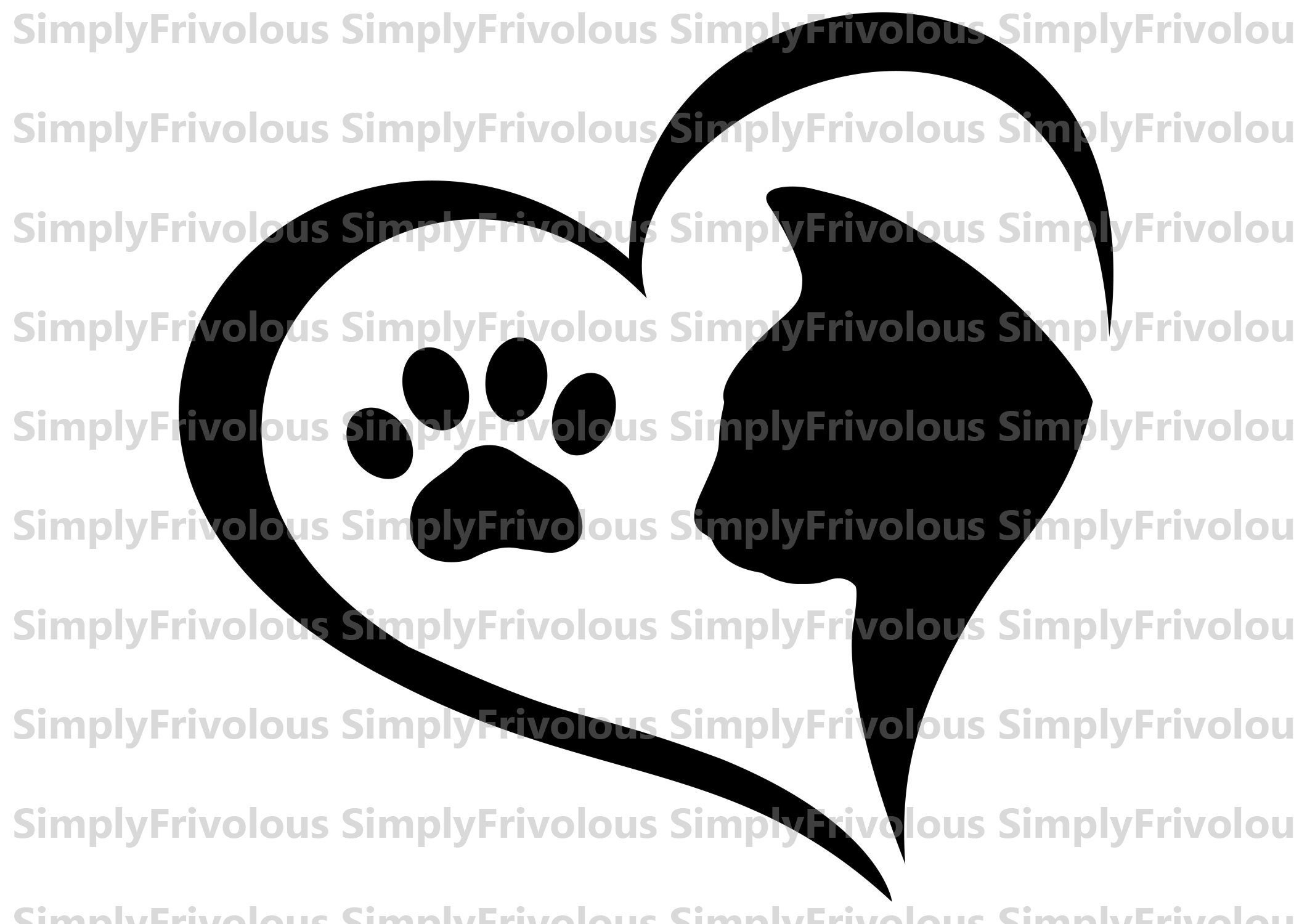 Cat Memorial Heart With Paw Print SVG - Etsy Canada