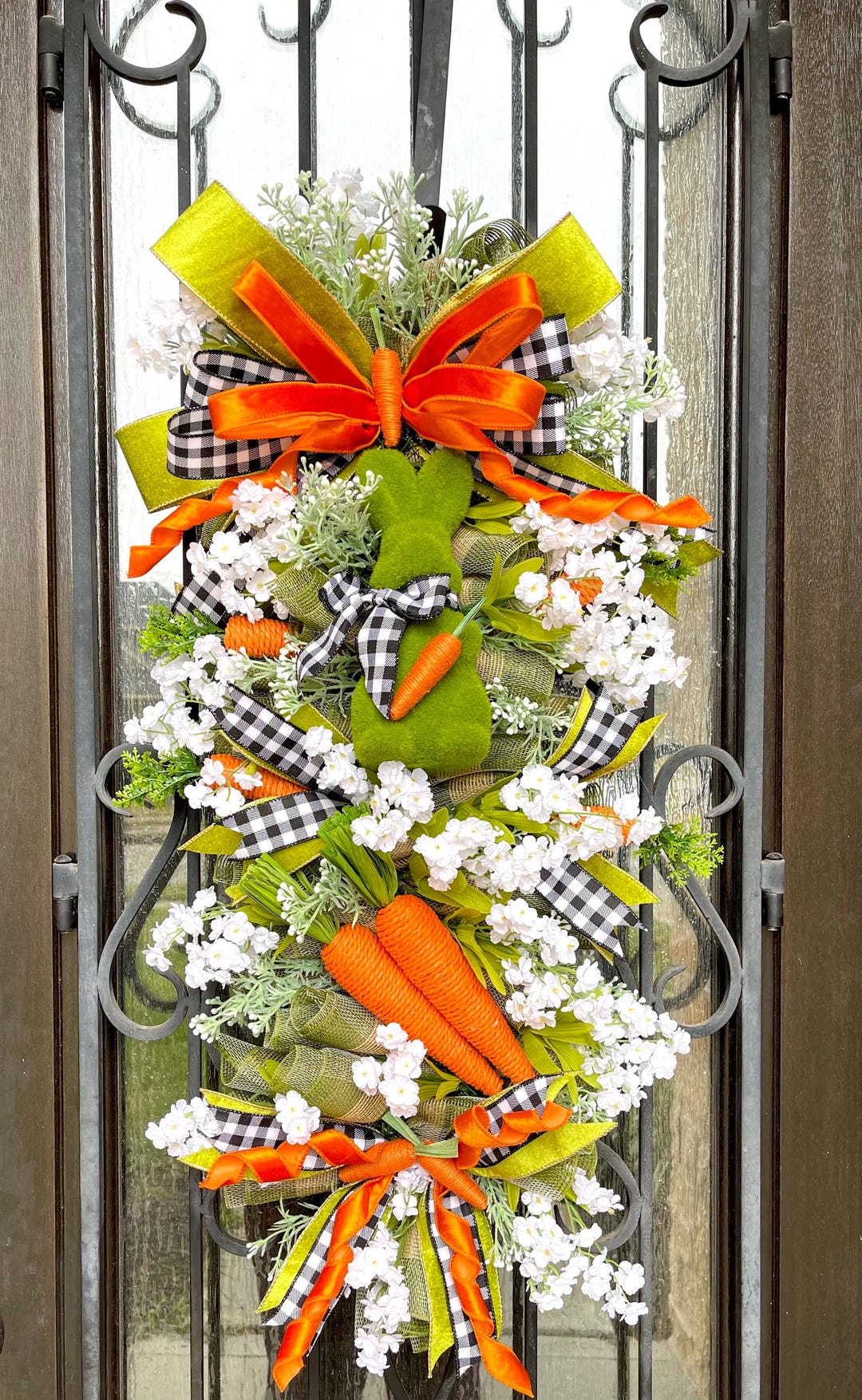 Easter Door Wreath Swag, Spring Wreath, Carrots Wreath, Spring Porch ...