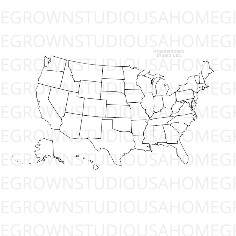 Us Map Outline Cut File - Etsy