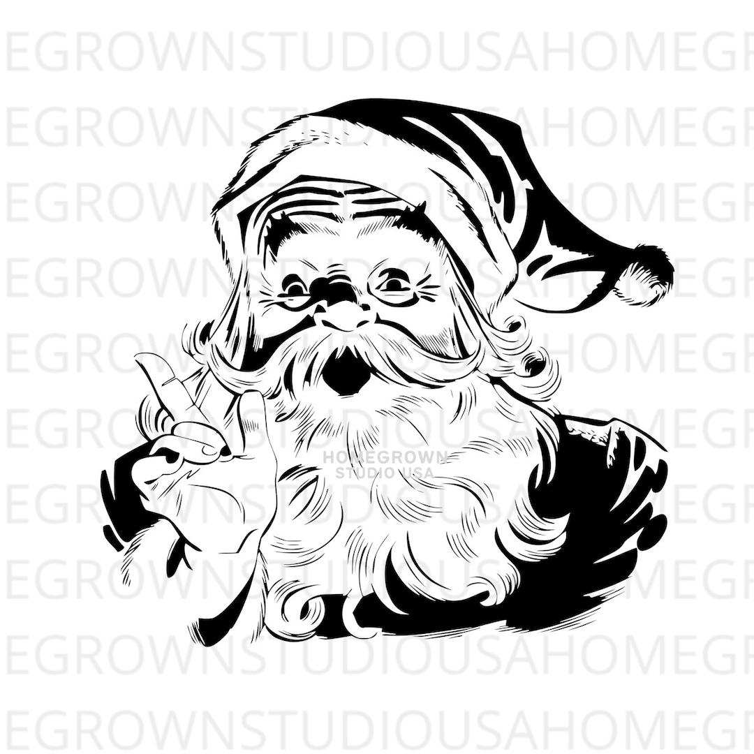 Vintage Santa Svg, Santa Claus Face Clipart Svg, Christmas Clipart, Svg ...