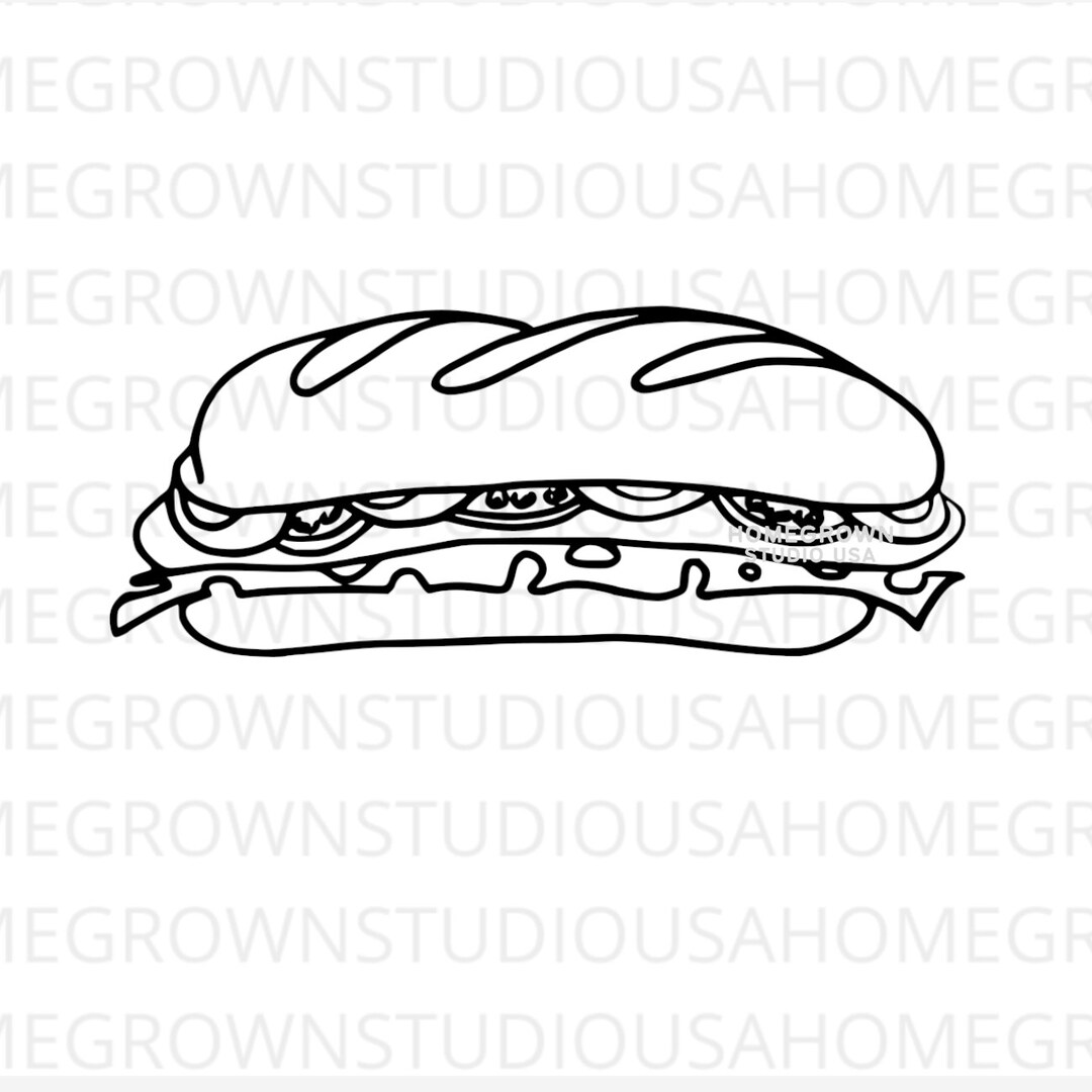 Sandwich Svg, Hoagie Sandwich Svg, Lunch Deli Food Clipart Commercial ...