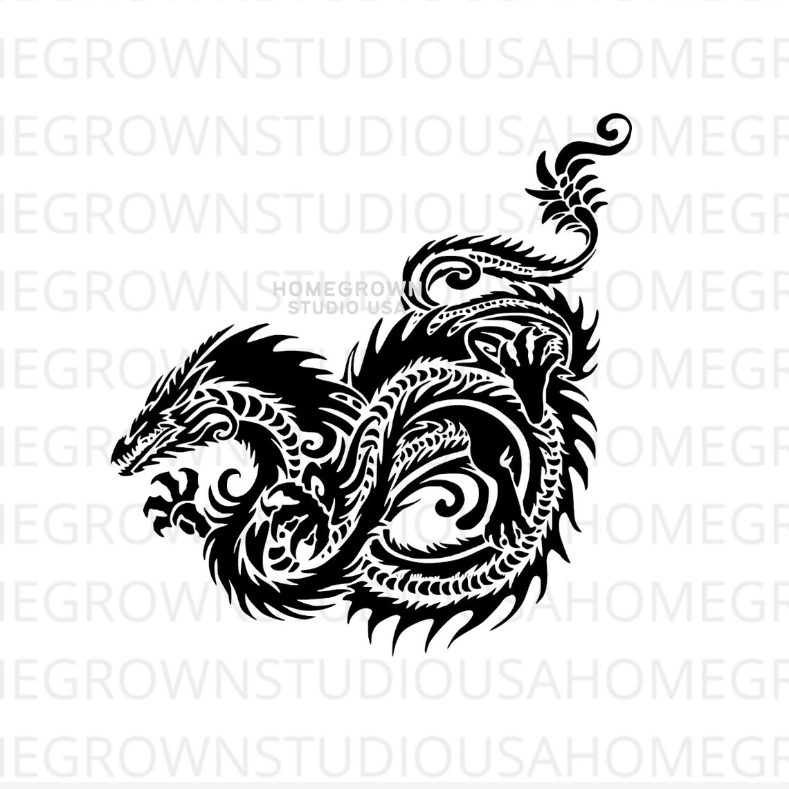 Dragon Svg, Mythical Dragon Clipart Dragon Silhouette Svg, Dxf, Eps Png ...