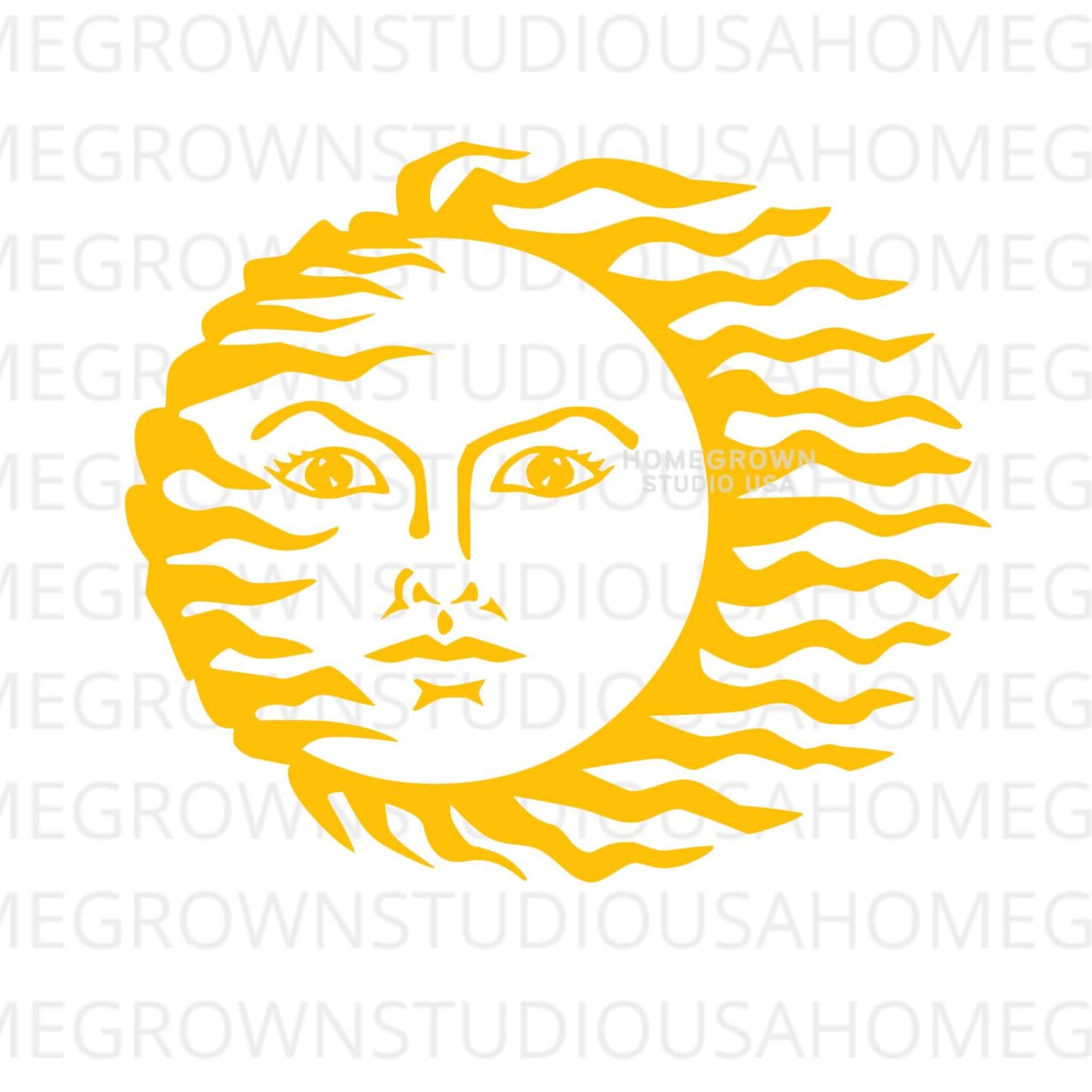 Yellow Sun Face SVG Sun Svg Summer Clipart Svg Sunshine Silhouette Svg ...