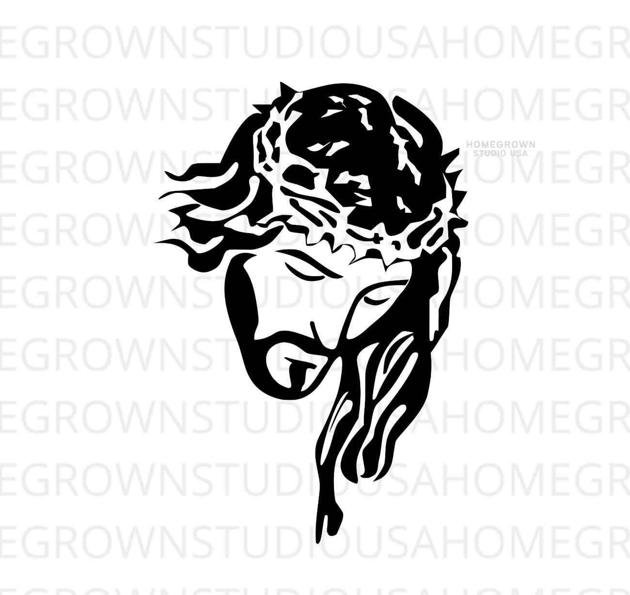 Jesus Face Svg, Christian Easter Svg, Crown of Thorns, Commercial, Svg ...