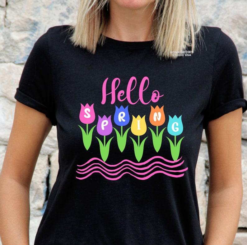 Hello Spring Svg Tulips Svg Welcome Door Sign Commercial - Etsy