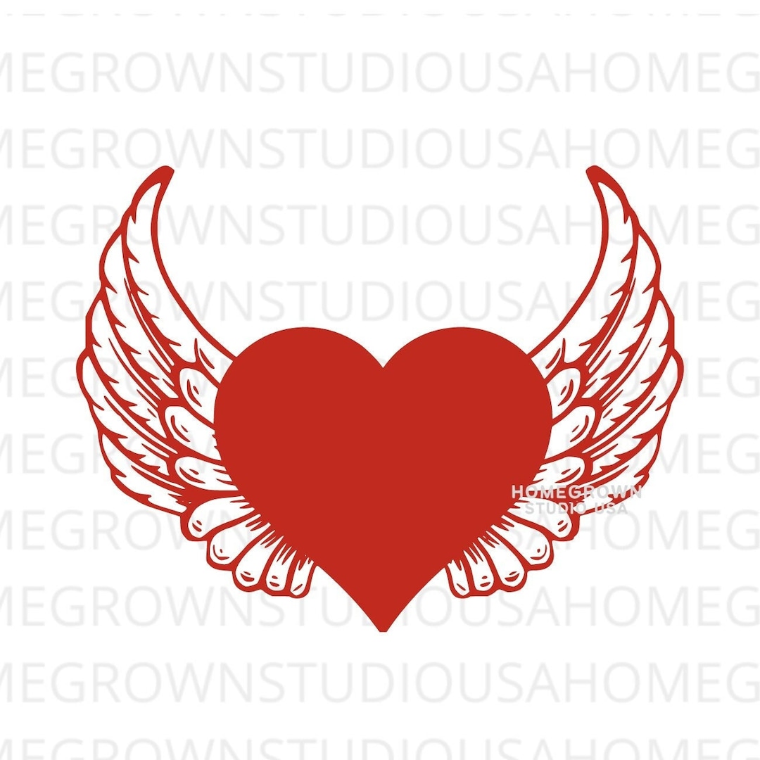 Heart Wings SVG, Valentine's Day Clipart, Angel Wings Cut Files, Svg ...