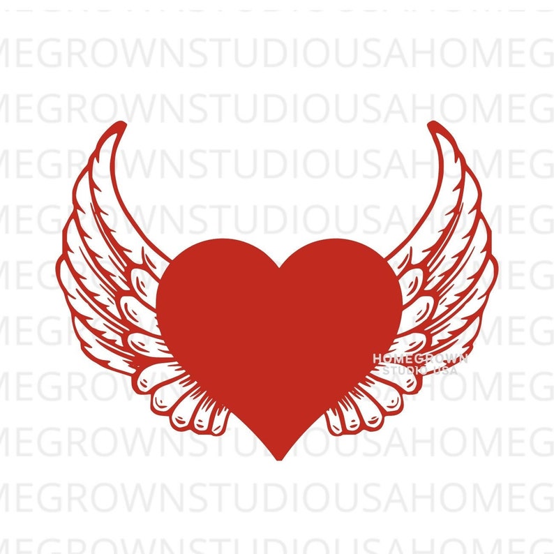 Heart Wings SVG Valentine's Day Clipart Angel Wings Cut - Etsy