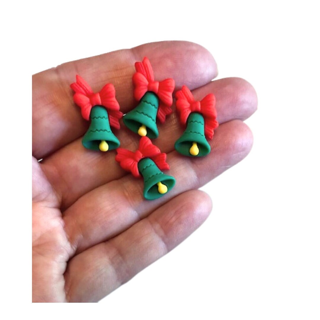 4 Christmas Bells Cabochon Miniature Resin Bell Flat Back - Etsy