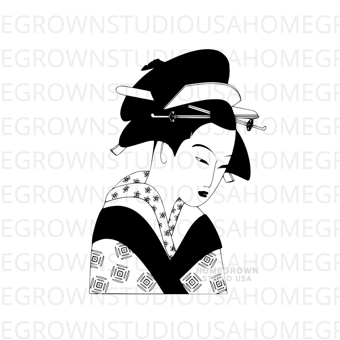 Japanese Woman Svg Geisha Svg Japanese Art Clipart Svg - Etsy