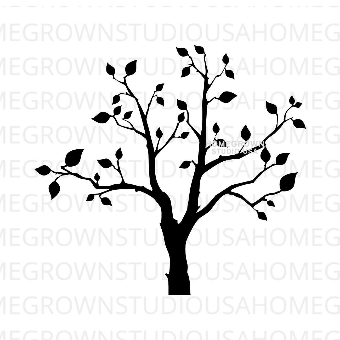 Tree Silhouette With Leaves