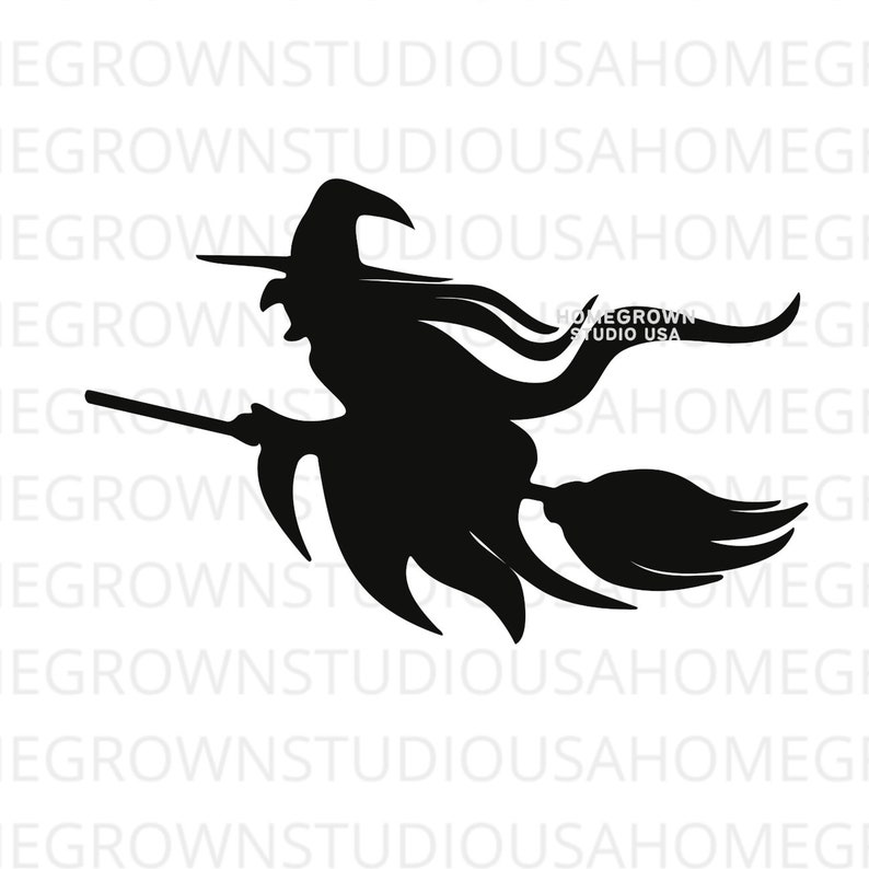 Flying Witch on Broom SVG Halloween Witch Svg Broom Stick - Etsy