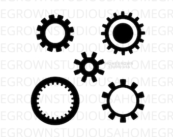 Growing Gears machine Cogs. Cut Files for Cricut. Clip Art Silhouettes ...