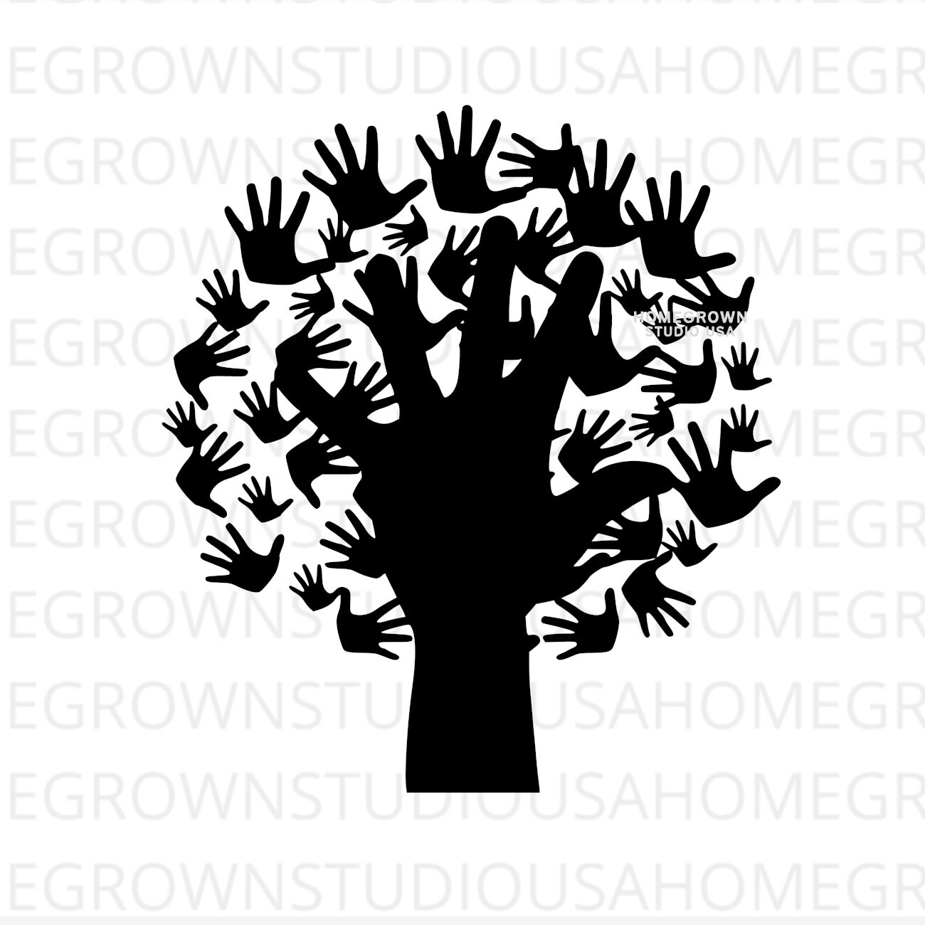 Hand Tree Svg People Tree Vector Handprint Tree Clipart - Etsy