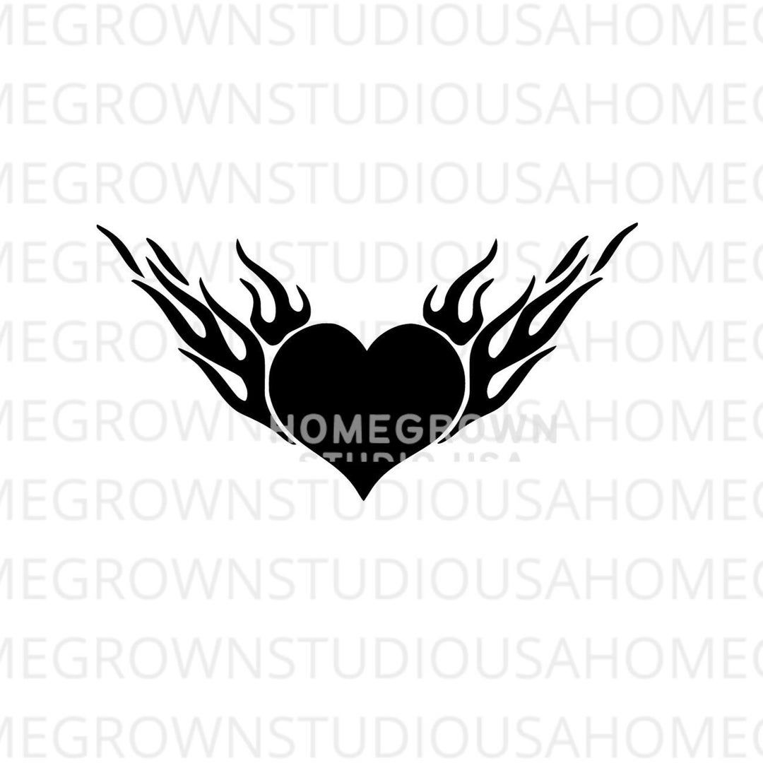 Heart With Flames SVG, Valentine's Day Clipart, Heart With Wings Cut ...