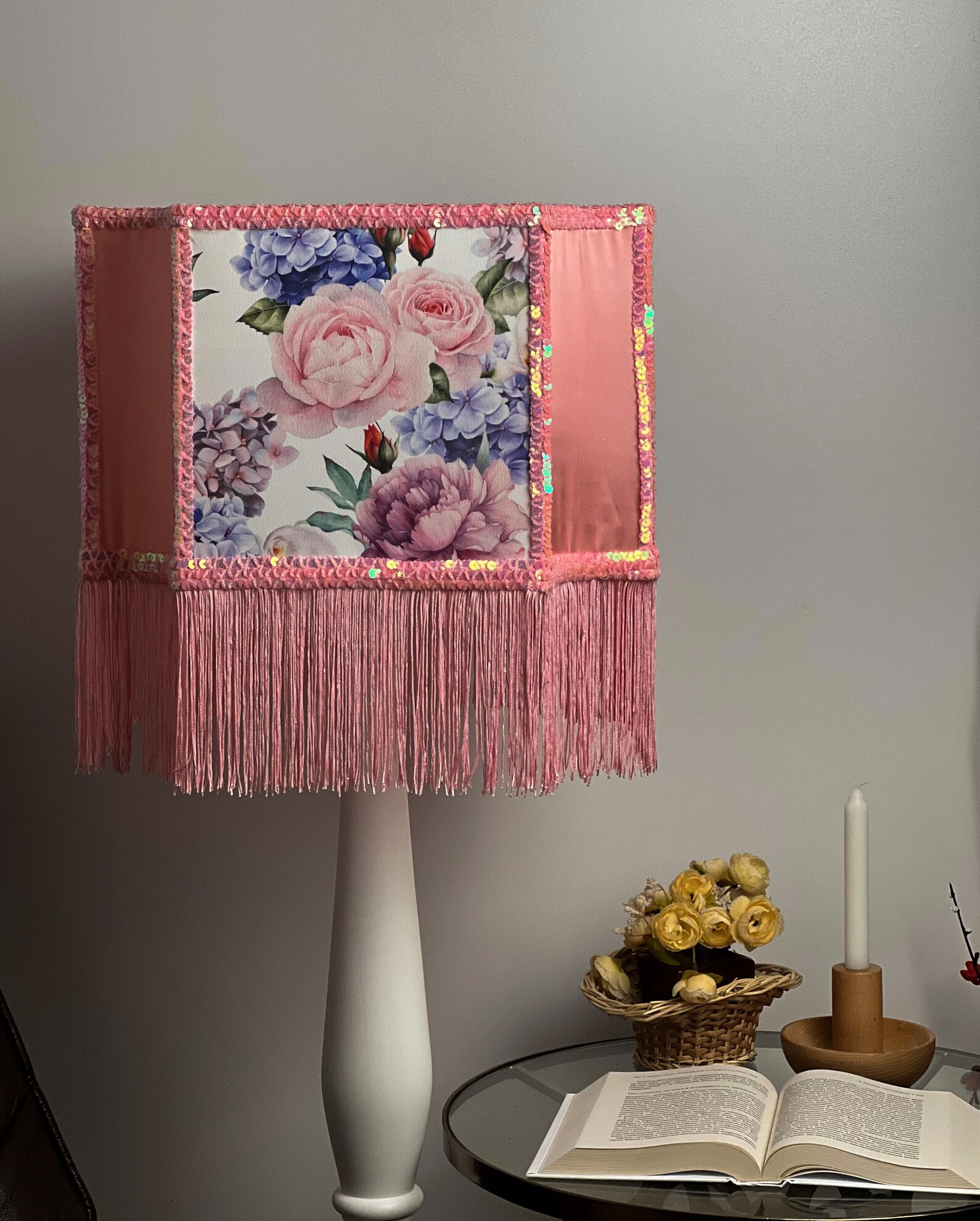 Designer Pink Floral Lampshade for Floor Lamp - Etsy