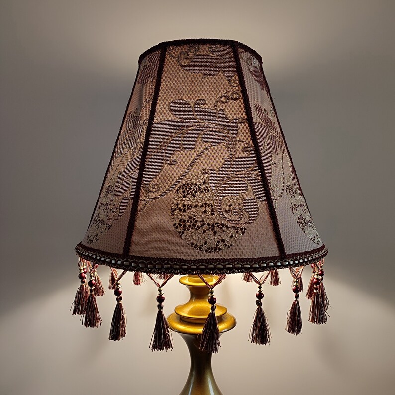 Retro Burgundy Lace Lampshade With Elegant Tassel and Beaded Details ...