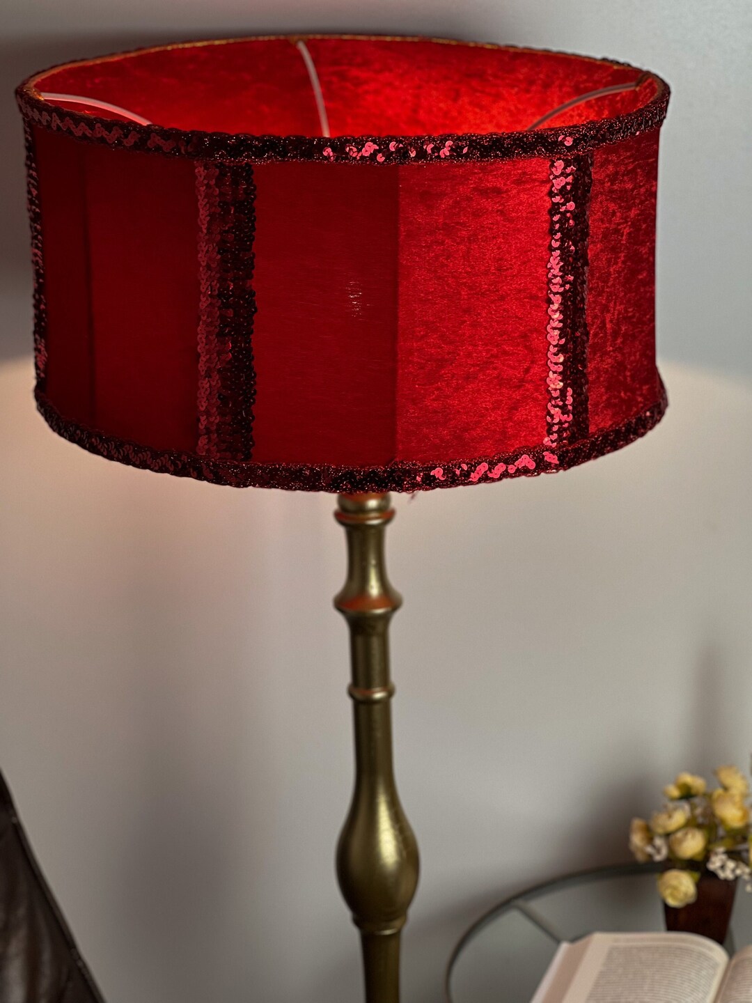 Lampshade. Red Velvet Lampshade in Art Deco Style for a Floor Lamp. - Etsy