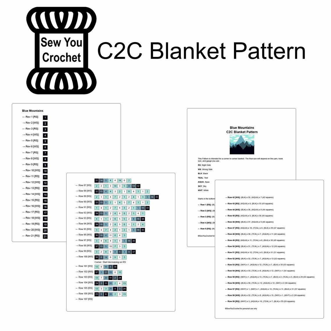 Blue Mountains Digital Download C2C Pattern - Etsy