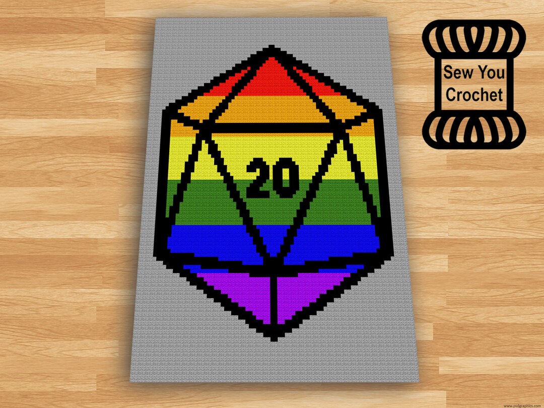 Dungeons and Dragons D20 rainbow Dice Digital Download C2C Pattern - Etsy
