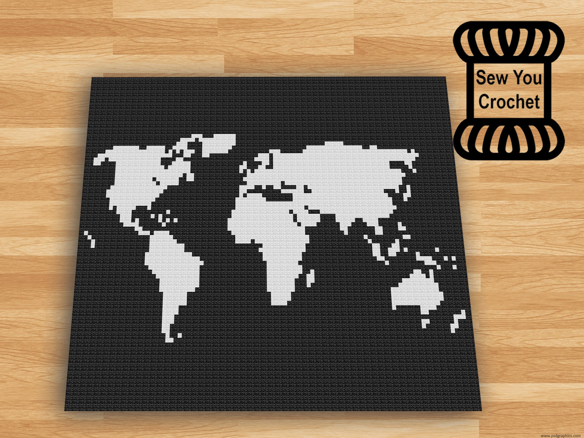 World Map black and White Digital Download C2C Pattern - Etsy