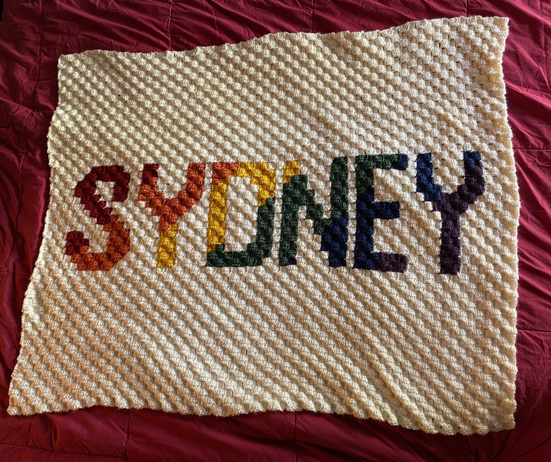 Custom Name Baby Blanket Pattern rainbow Block Letters C2C Crochet - Etsy