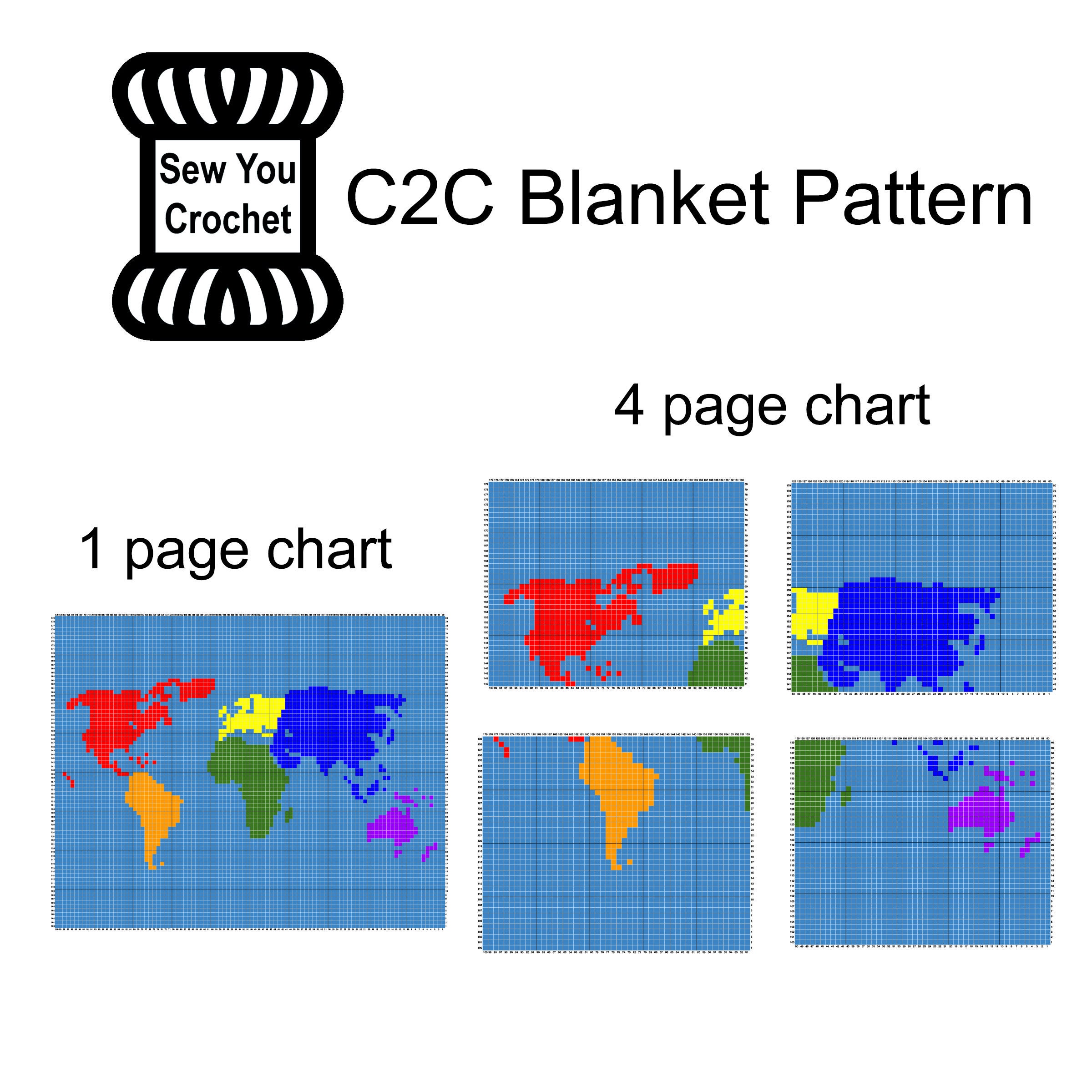 World Map continents Digital Download C2C Pattern - Etsy