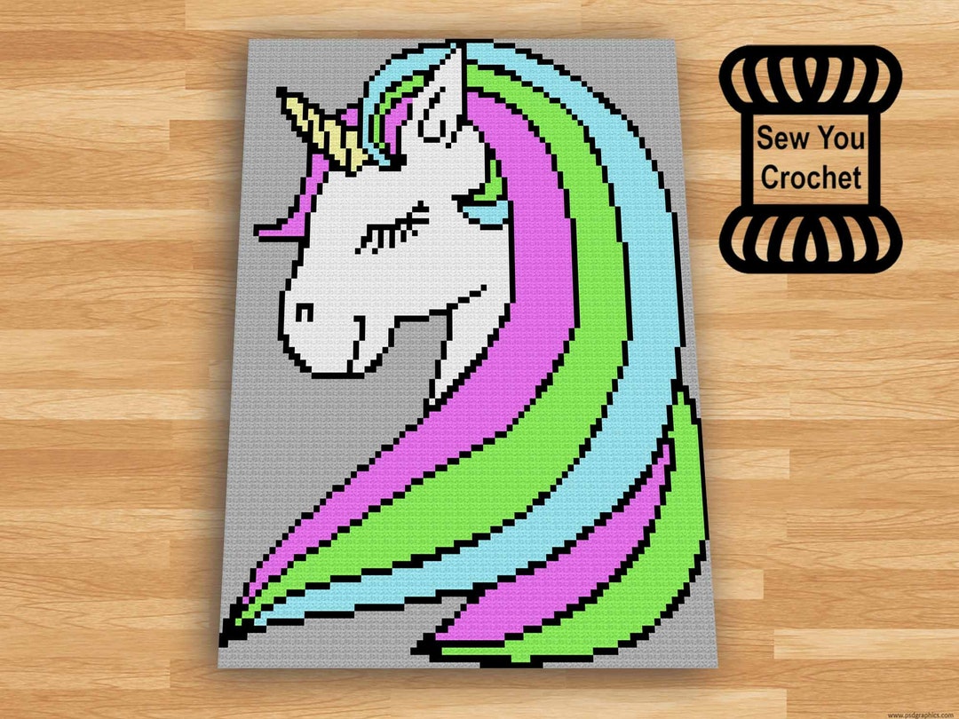 Unicorn pink, Green, Blue C2C Digital Download Crochet Pattern - Etsy