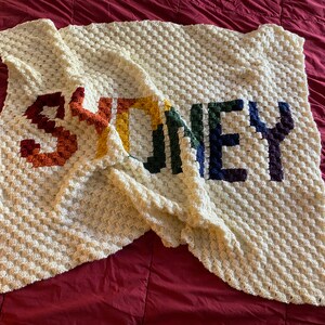 Custom Name Baby Blanket Pattern rainbow Block Letters C2C Crochet - Etsy