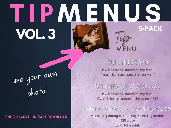 Onlyfans Tip Menu Templates 5 in Total Put Your Tips on - Etsy Finland