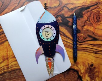 Rocket Ship Birthday Card - Etsy