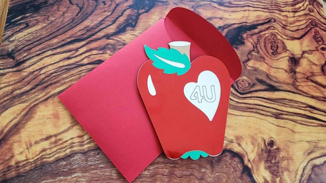 Red Apple Card, Teacher Appreciation Card - Etsy