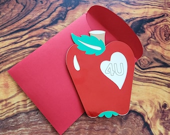 Teacher Appreciation Card Print at Home With Red Apple Design Thank ...