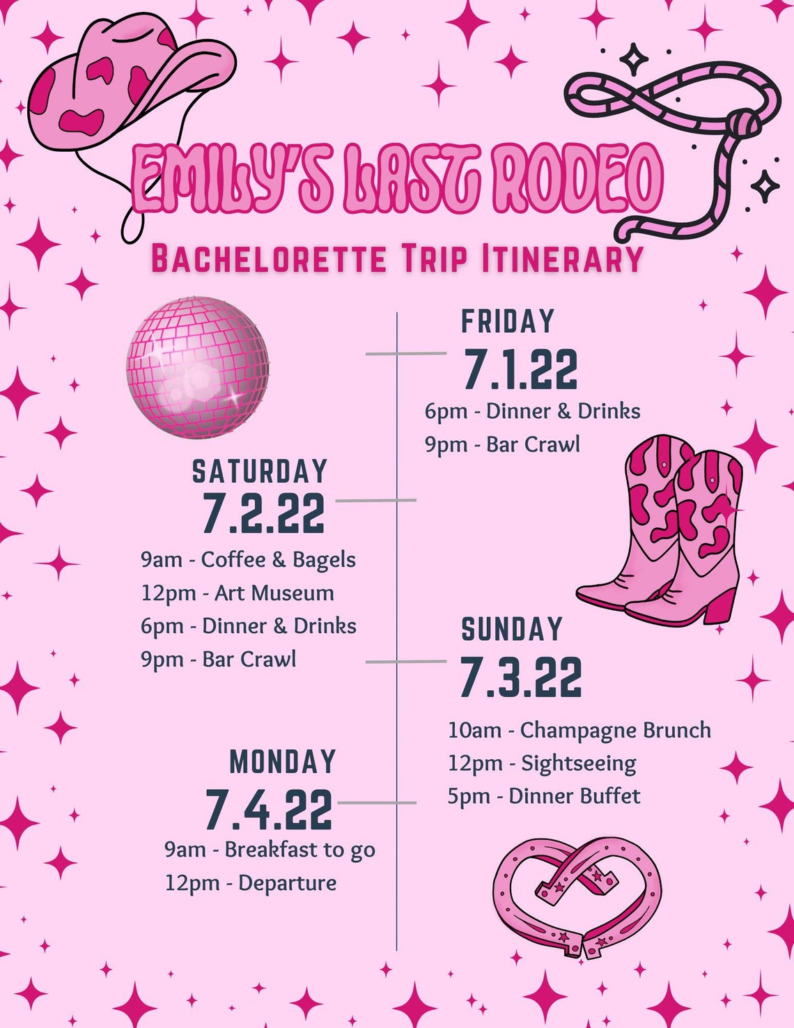 Customizable Last Rodeo Bachelorette Party Itinerary Digital Download ...