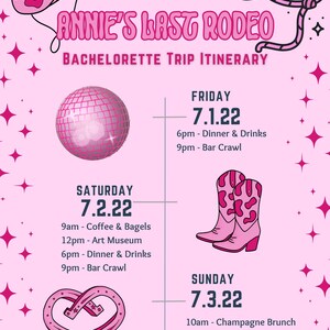 Customizable Last Rodeo Bachelorette Party Itinerary Digital Download ...