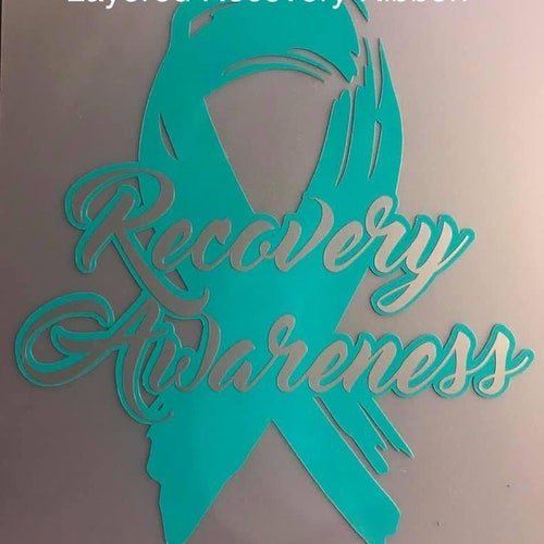 Addiction Recovery Awareness Rainbow Ribbon Blue Leopard | Etsy