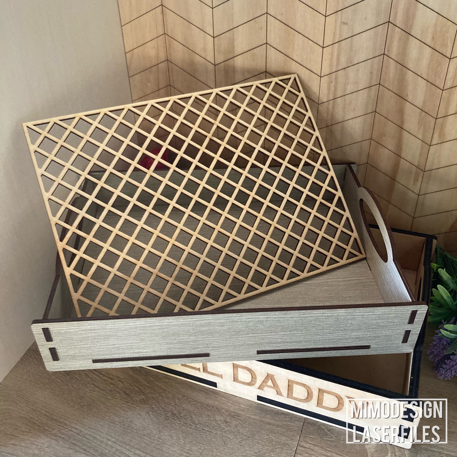 Serving Tray With Interchangable Patterned Insert Inlay for the Bottom ...